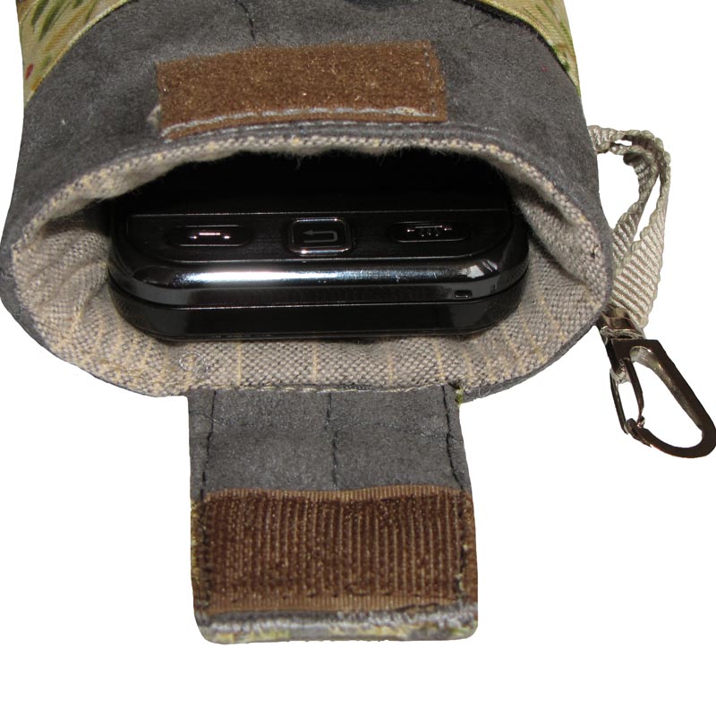 Cotton & Eco Suede Cell Phone Pouch, With Pocket And Velcro on Luulla